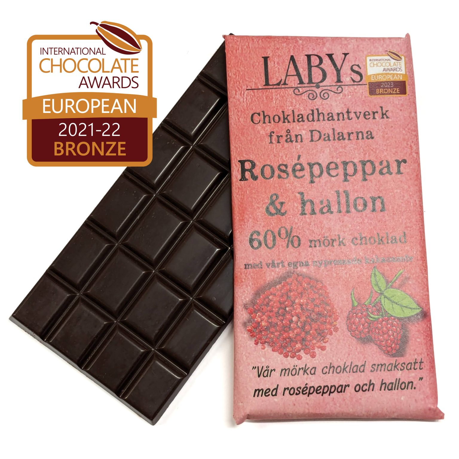 Rosépeppar & hallon, 60% mörk choklad – LABYs